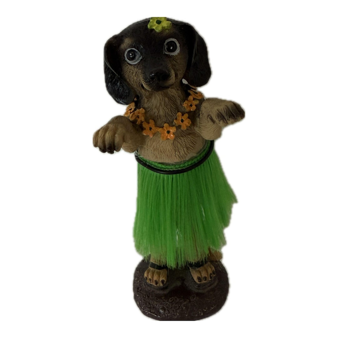 Hula Dachshund Bobblehead, Hand Painted Car Dashboard Decor - Etsy