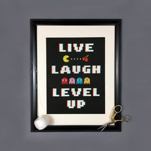 PDF Cross Stitch Pattern Live, Laugh, Level up Pac Man - Etsy