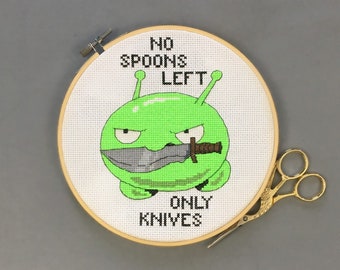 No Spoons Left Only Knives Digital Cross Stitch Pattern - Etsy