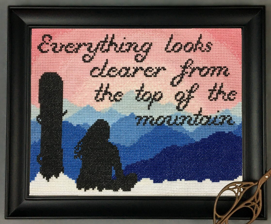 PDF Cross Stitch Pattern Top of the Mountain Snowboard - Etsy