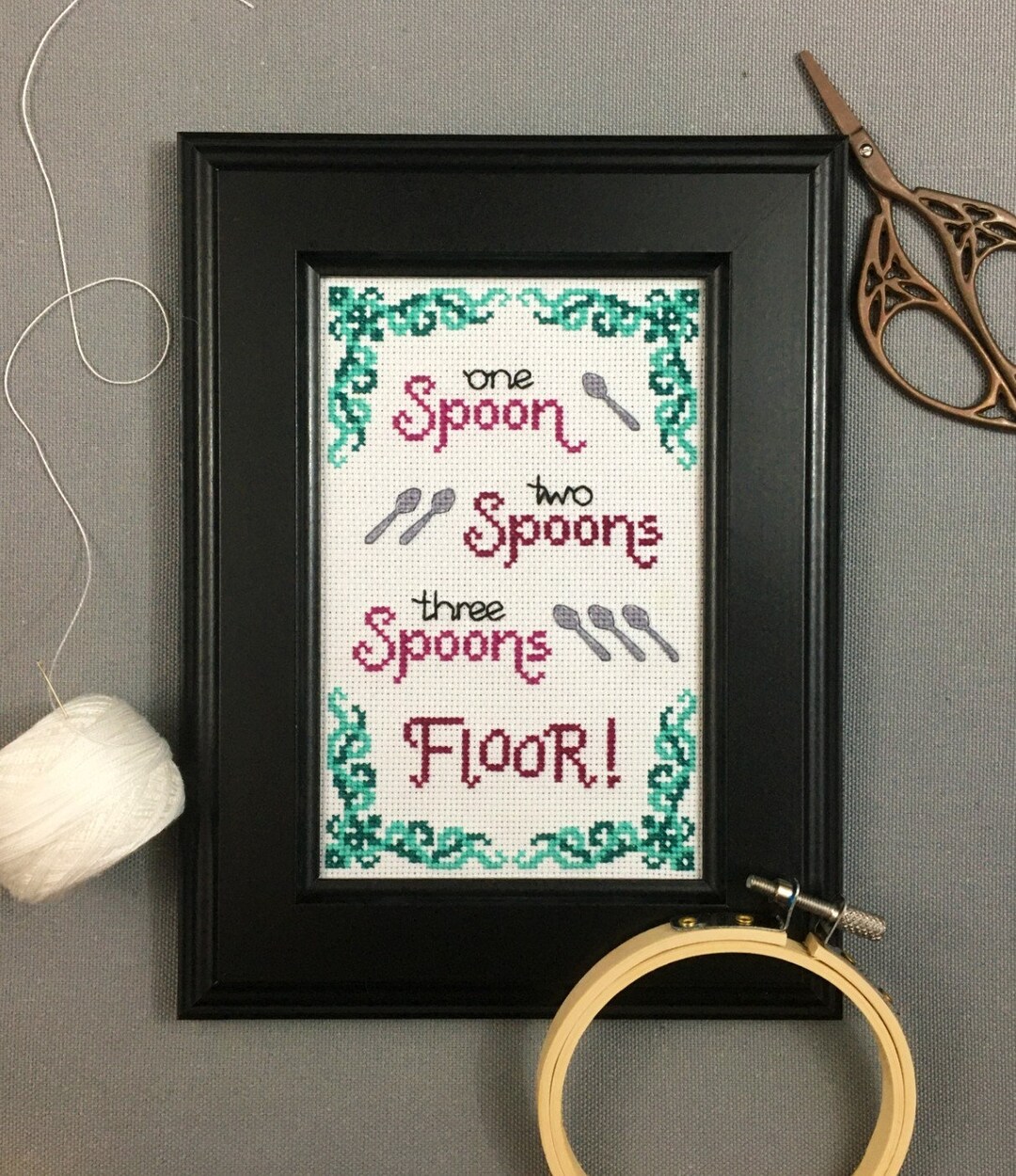 PDF Cross Stitch Pattern - One Spoon Two Spoons Three Spoons Floor! - Etsy