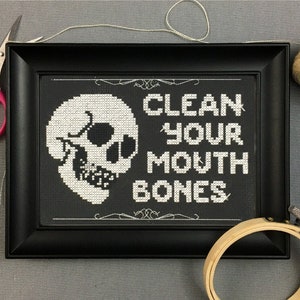 PDF Cross Stitch Pattern Clean Your Mouth Bones - Etsy