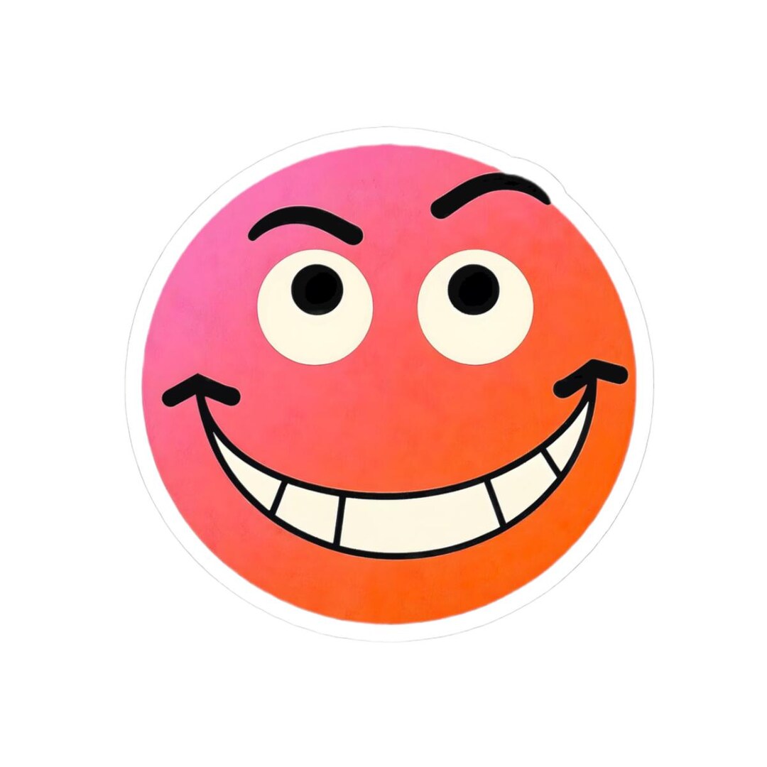 Grinning Emoji Kiss-cut Sticker | Smirking Face, Pink Orange Ombre - Etsy