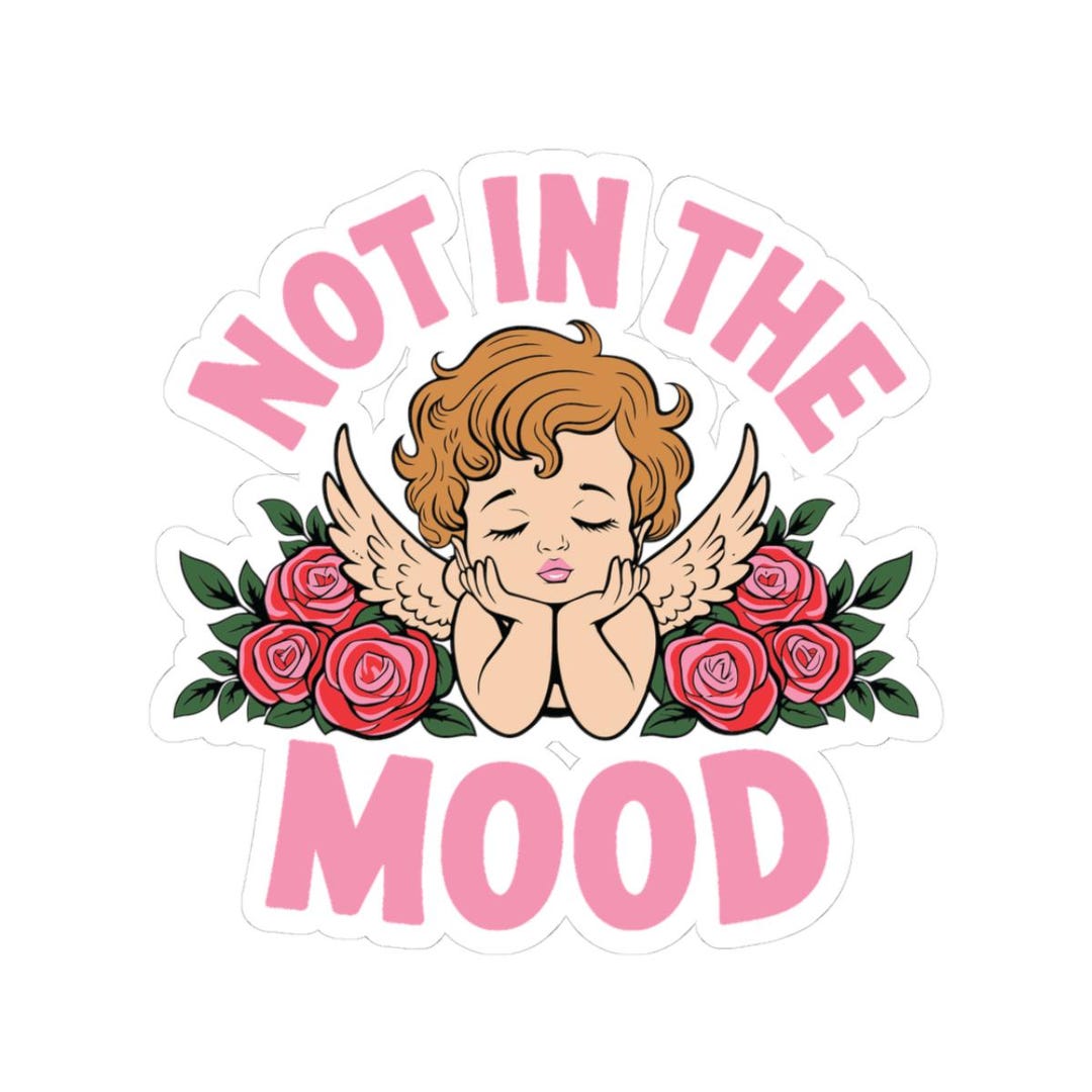 Sleeping Cherub With Roses Sticker, Cute Cupid Sticker Meme, Floral ...