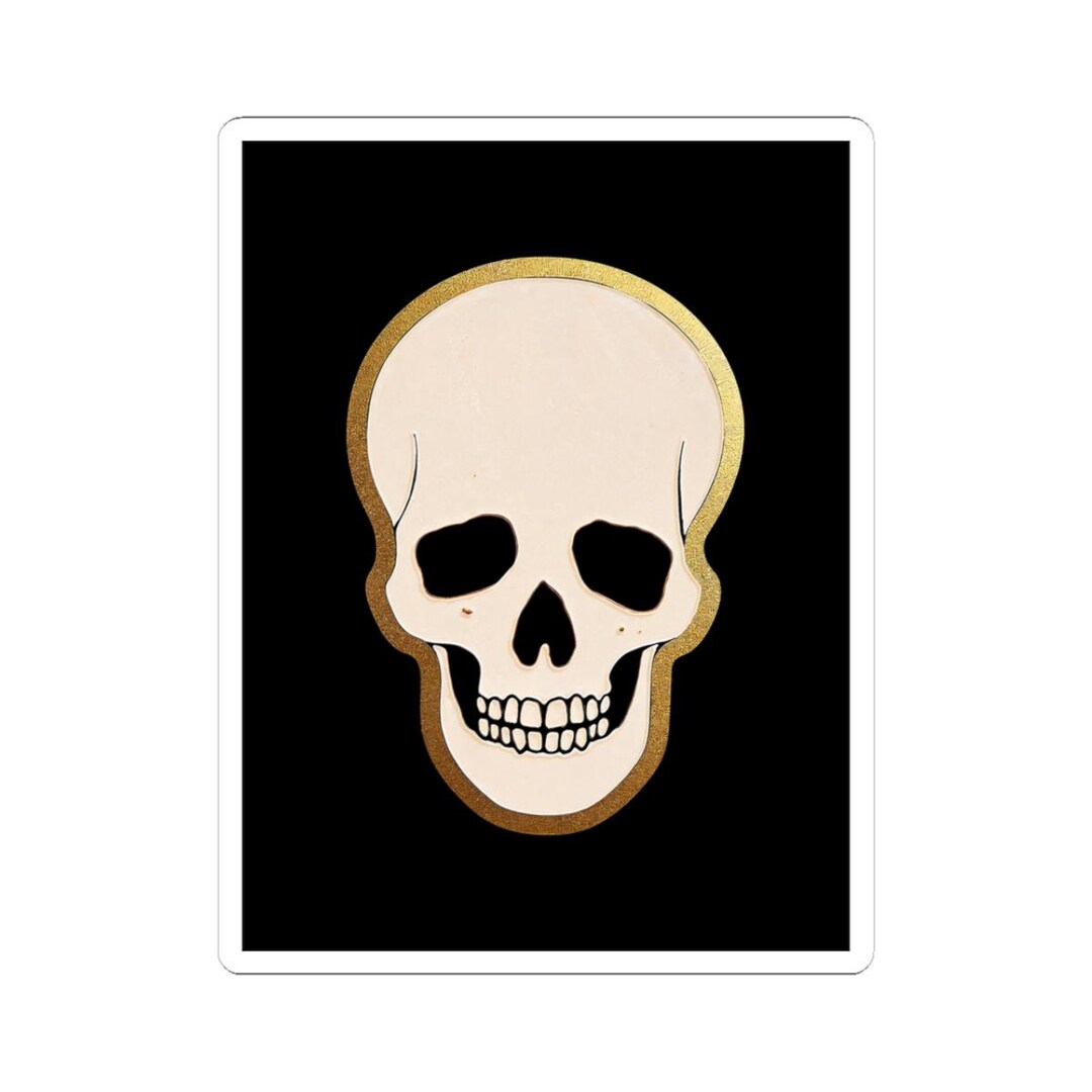 Gold Trim Skull Sticker | Kiss-cut Vinyl Sticker, Halloween Skull Decal ...
