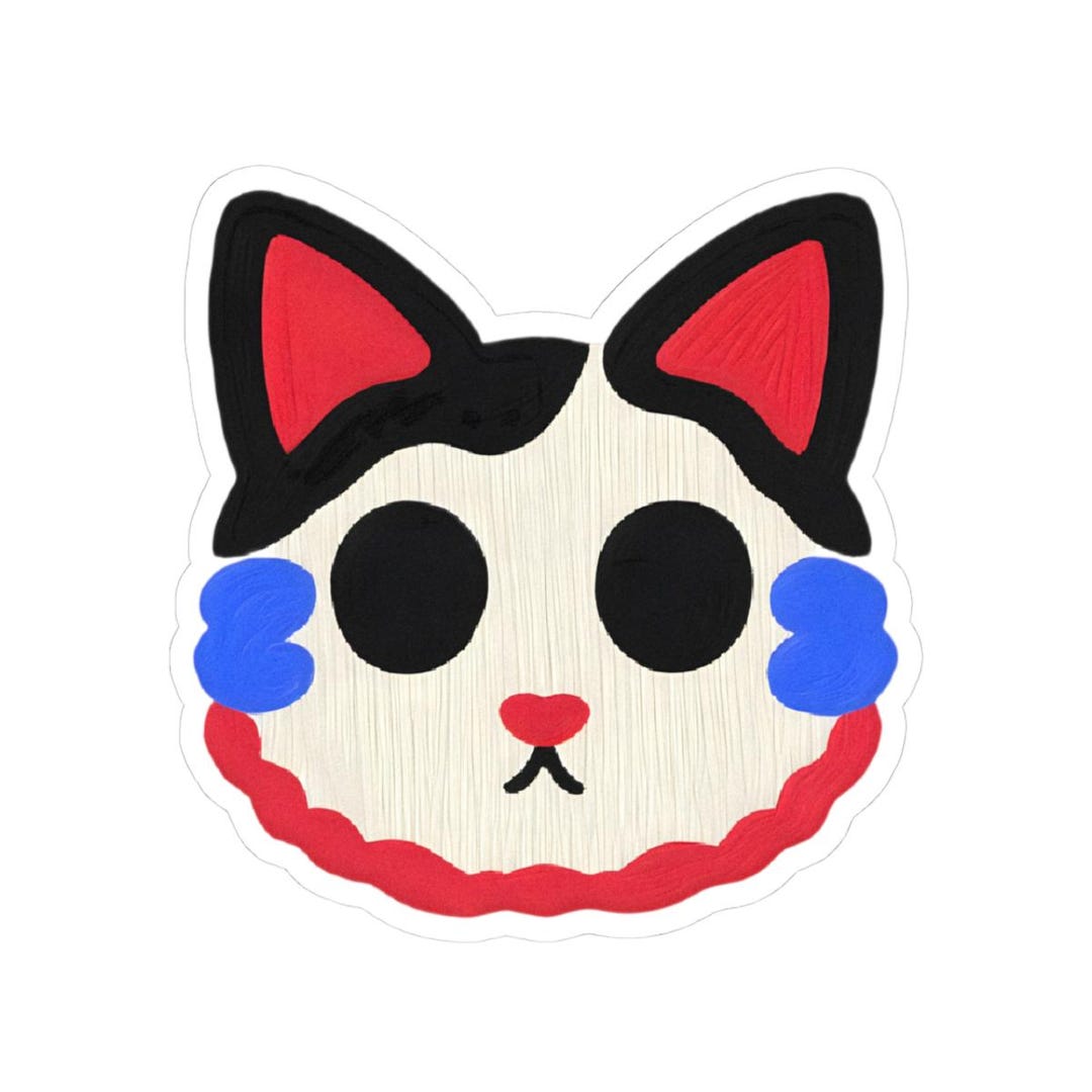 Kawaii Cat Face Sticker | Kiss-cut Stickers, Vinyl Laptop Decal - Etsy