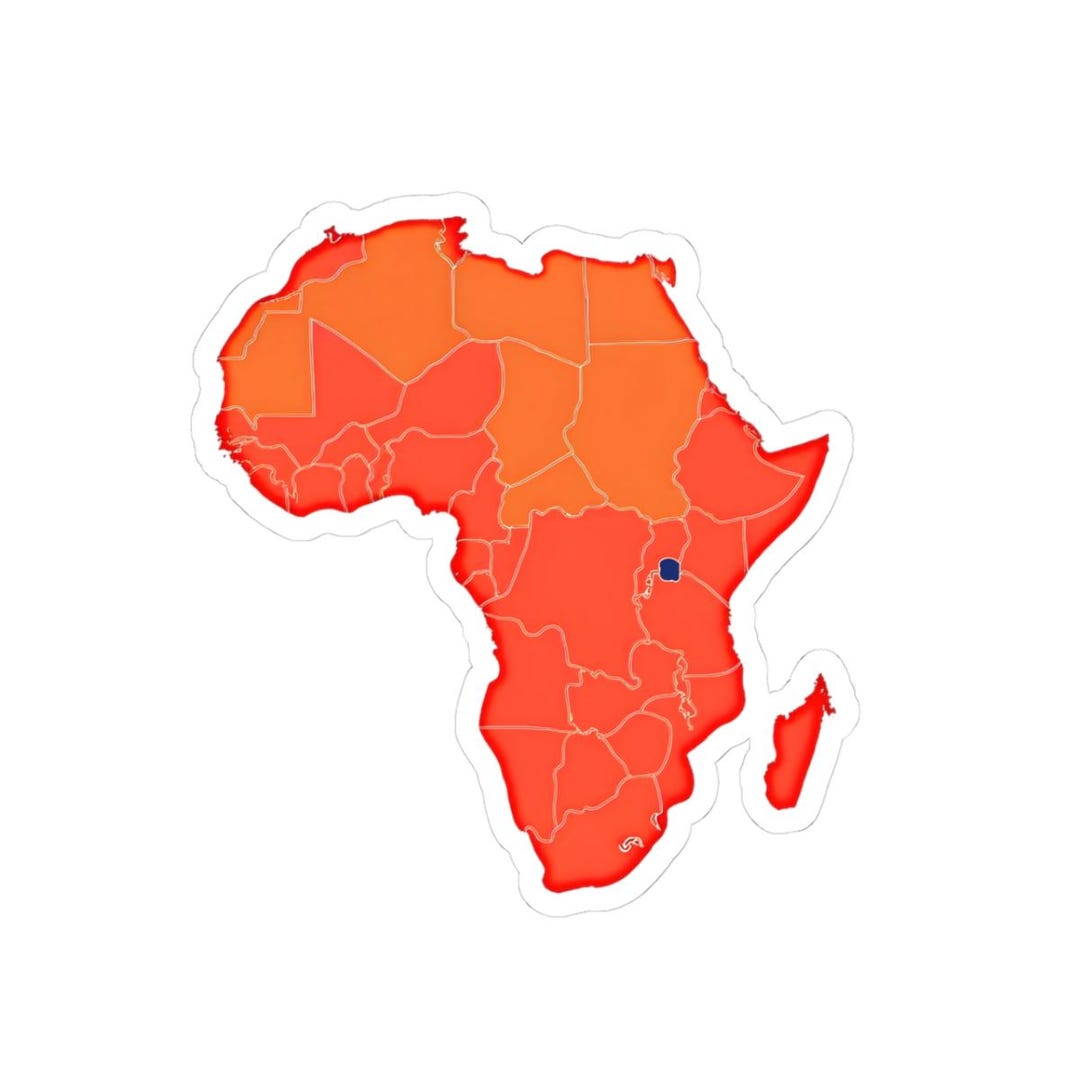 Africa Map Sticker | Orange Gradient Continent Kiss-cut Sticker African ...