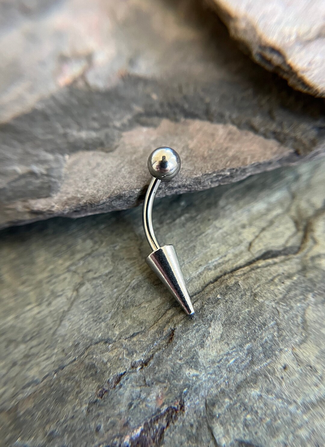 100% Surgical Steel Custom Length Barbell Curve Long Spike Vertical Lip ...