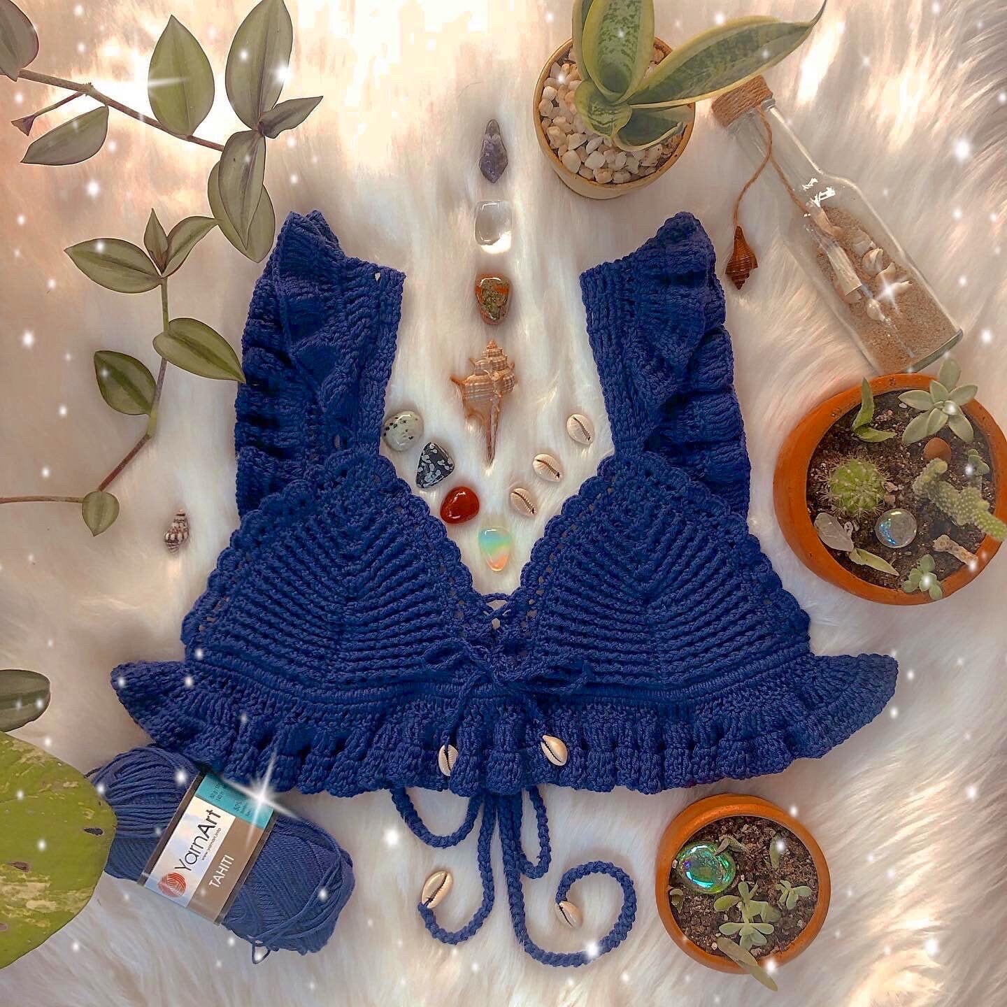 Crochet PATTERN Pinnate Ruffle Bralette Baecrochett Boho - Etsy UK