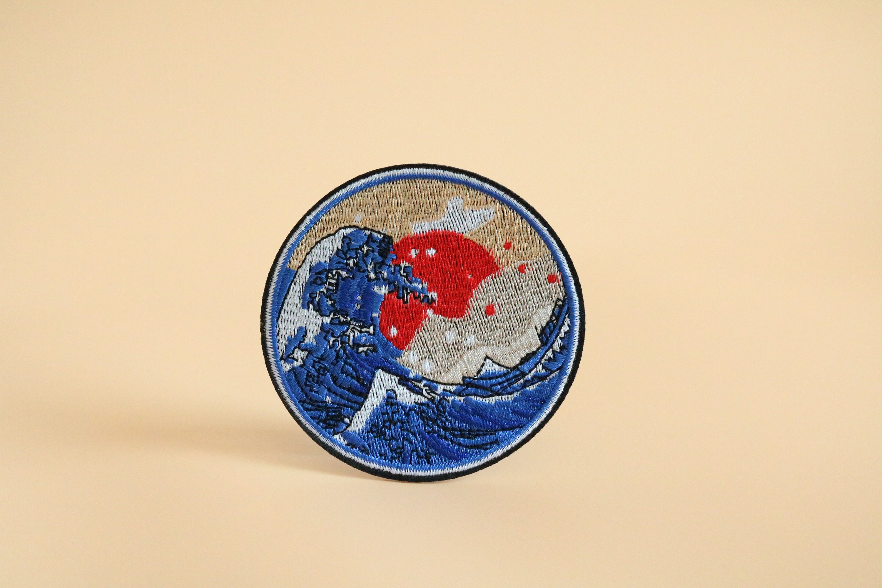 The Great Wave Badge,sea Wave Patch,sunset ,the Great Wave off Kanagawa ...