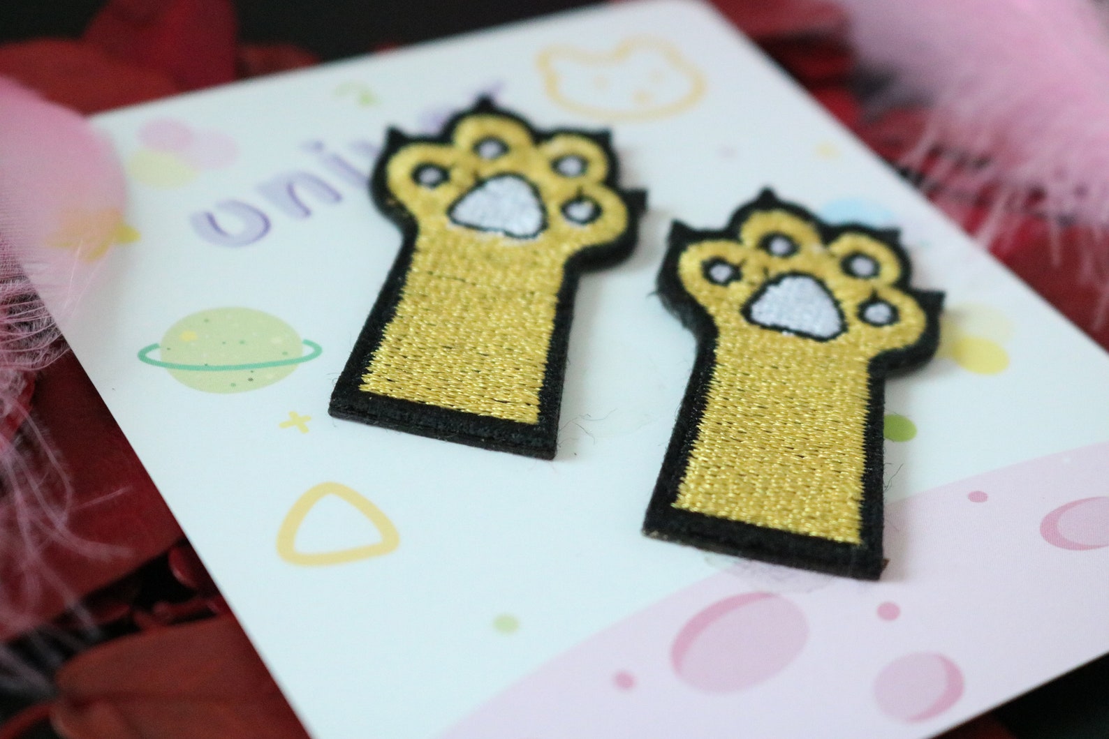 A Pair of Cat Paw Embroidered Patches,embroidered,edge Burn Out ...
