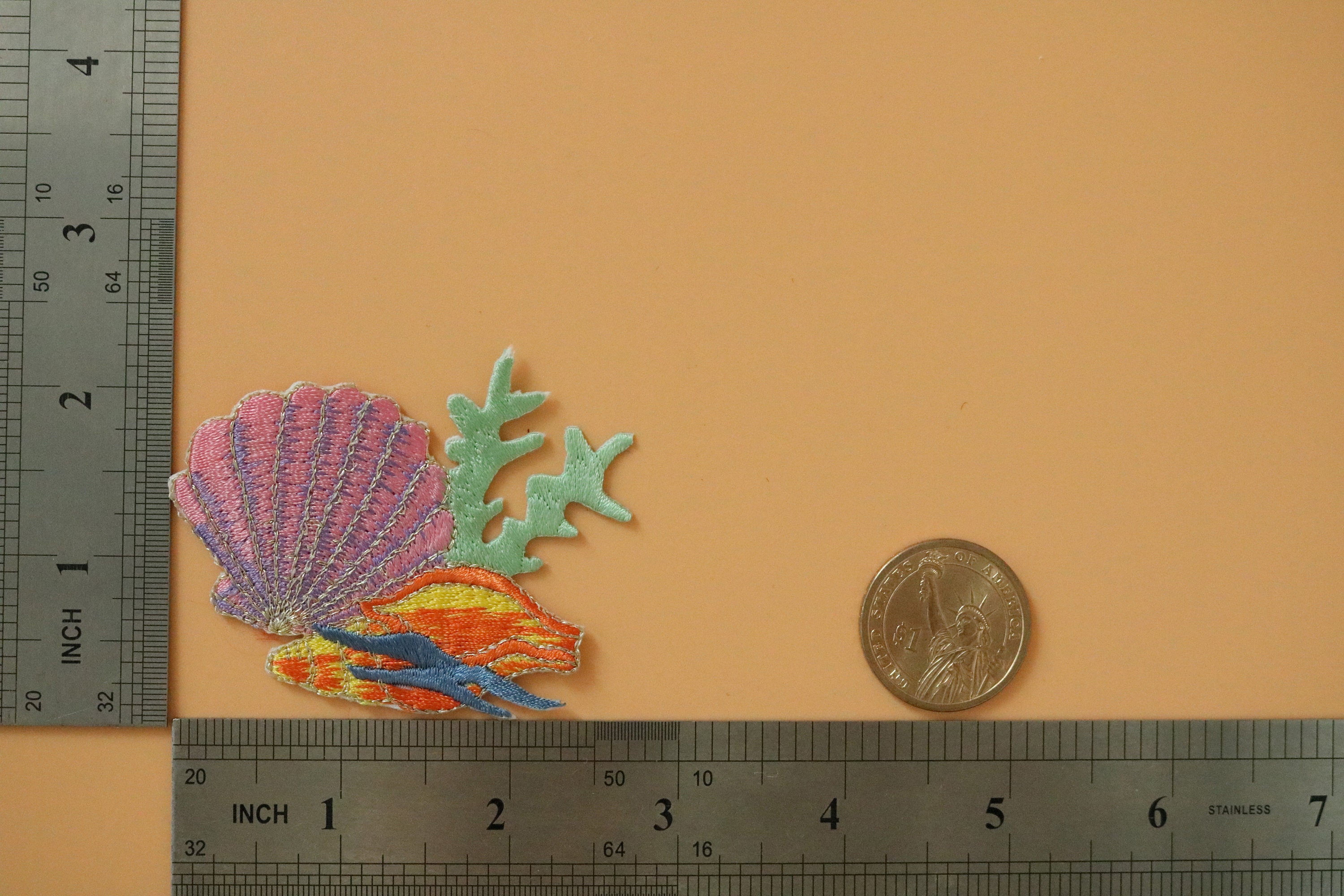 Seashell and seaweed embroidered patch iron on | Etsy