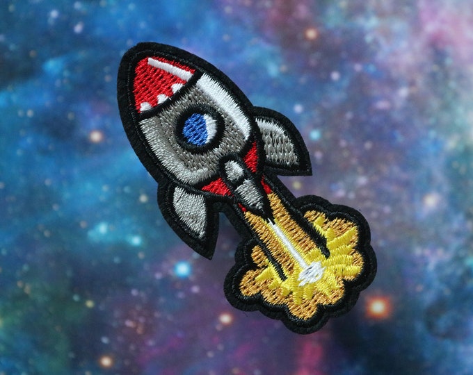 Rocketship Embroidered Patch,rocket Launch Iron on Patch,embroidered,edge Burn Out,applique - Etsy