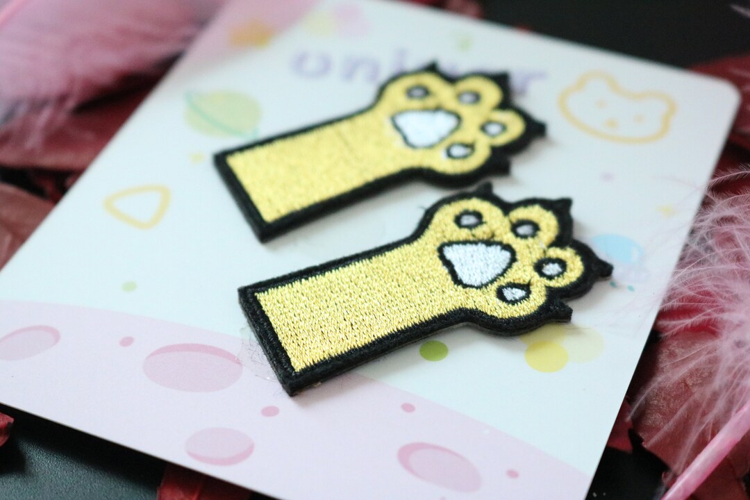 A Pair of Cat Paw Embroidered Patches,embroidered,edge Burn Out ...