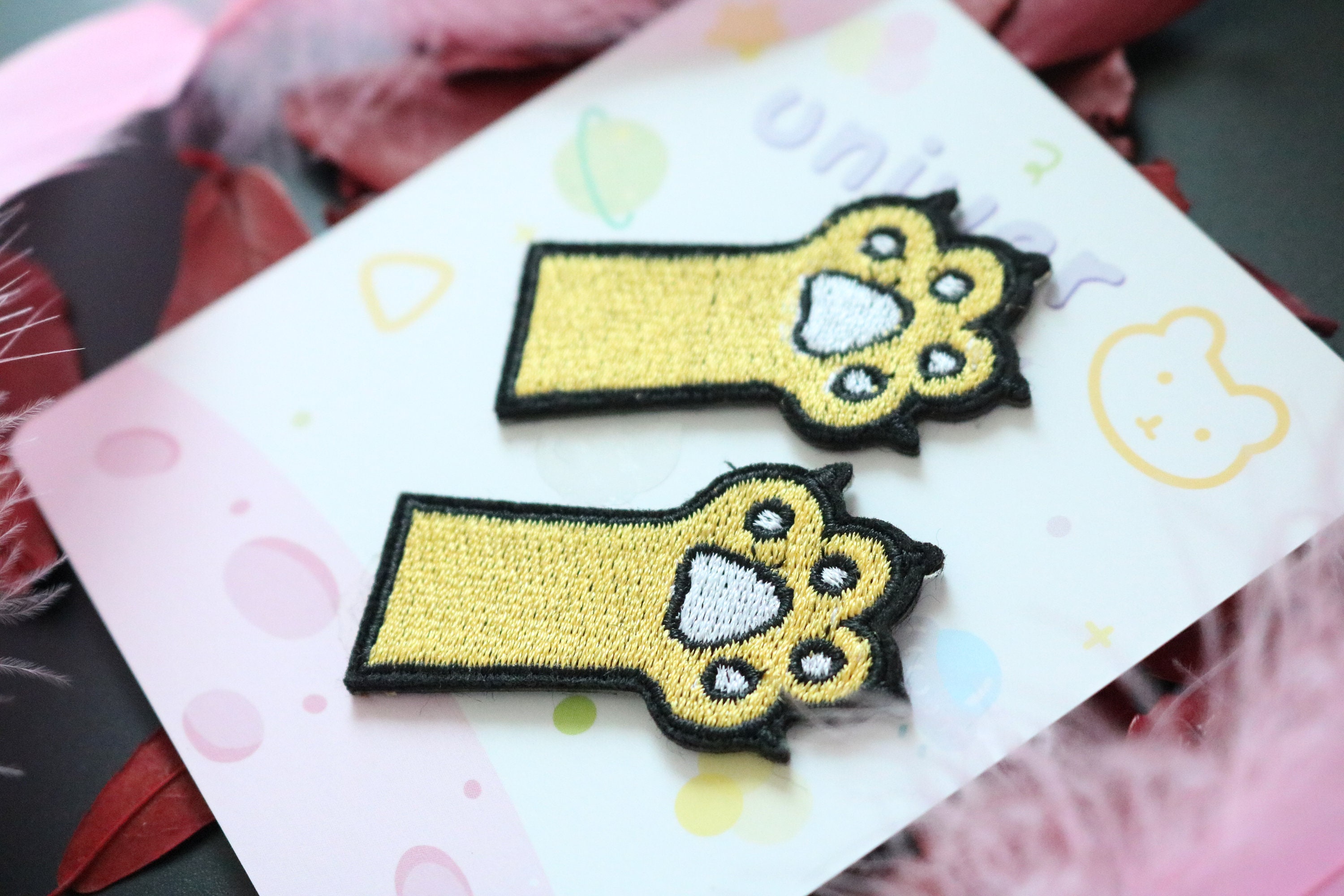 A Pair of Cat Paw Embroidered Patches,embroidered,edge Burn Out ...