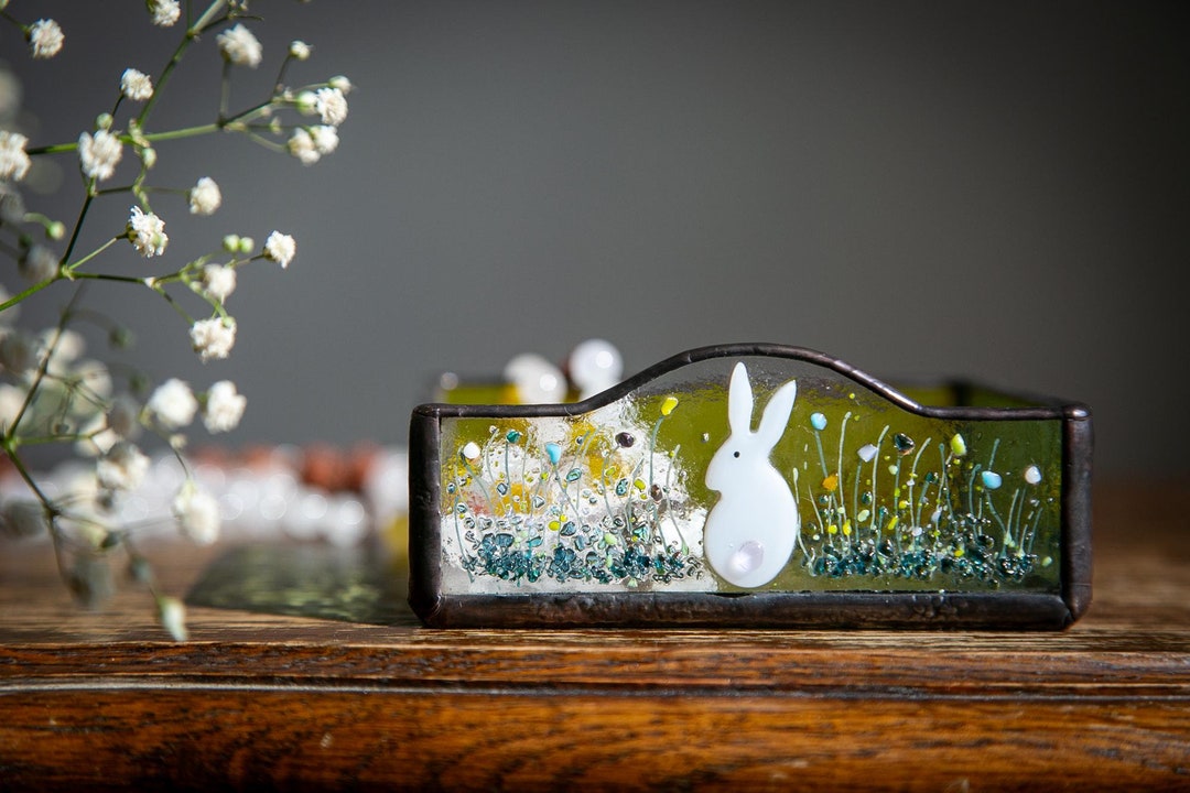 Handmade Fused Glass Bunny Tray – Tiffany Art Jewelry Dish - Etsy