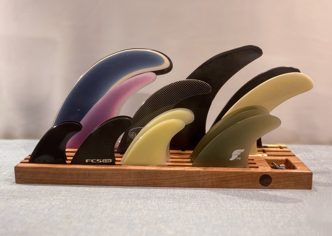 Surf Fin Holder Cherry Wood - Etsy
