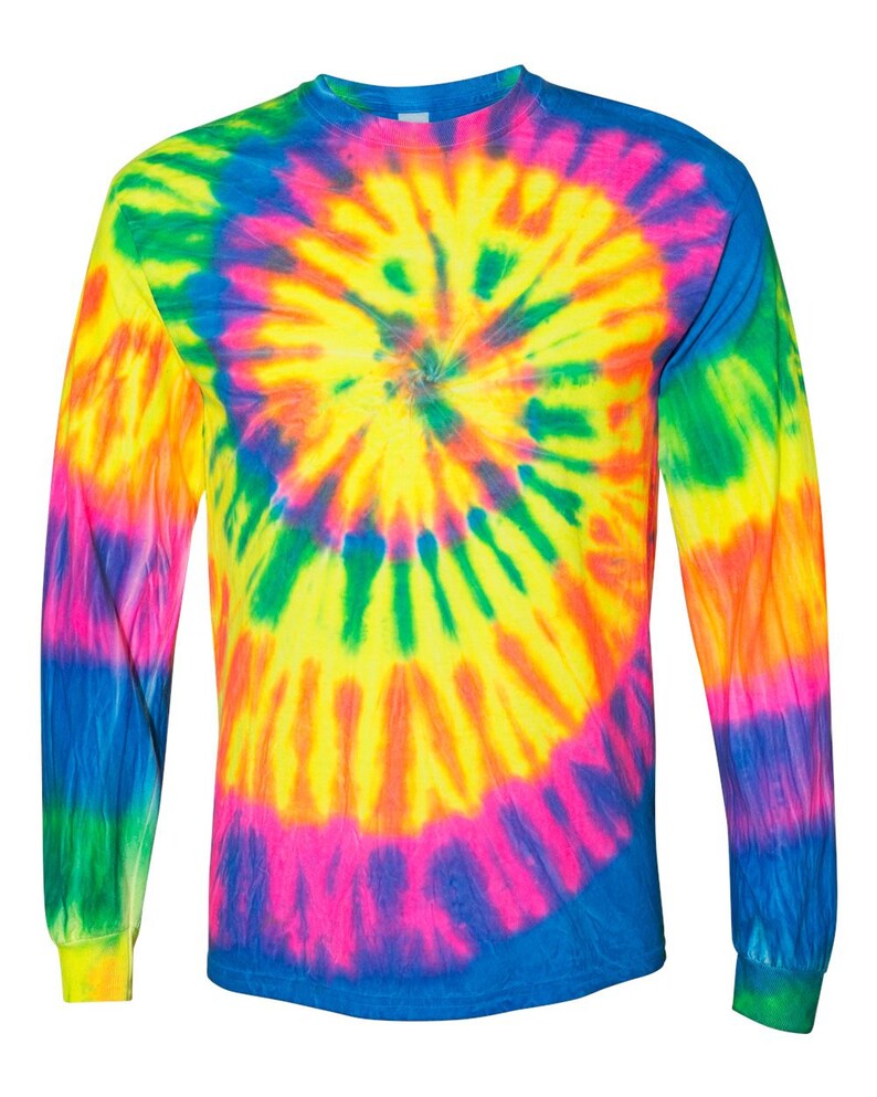 Neon Rainbow Tye Dye Long Sleevet Shirt Tie Dye Tee Etsy
