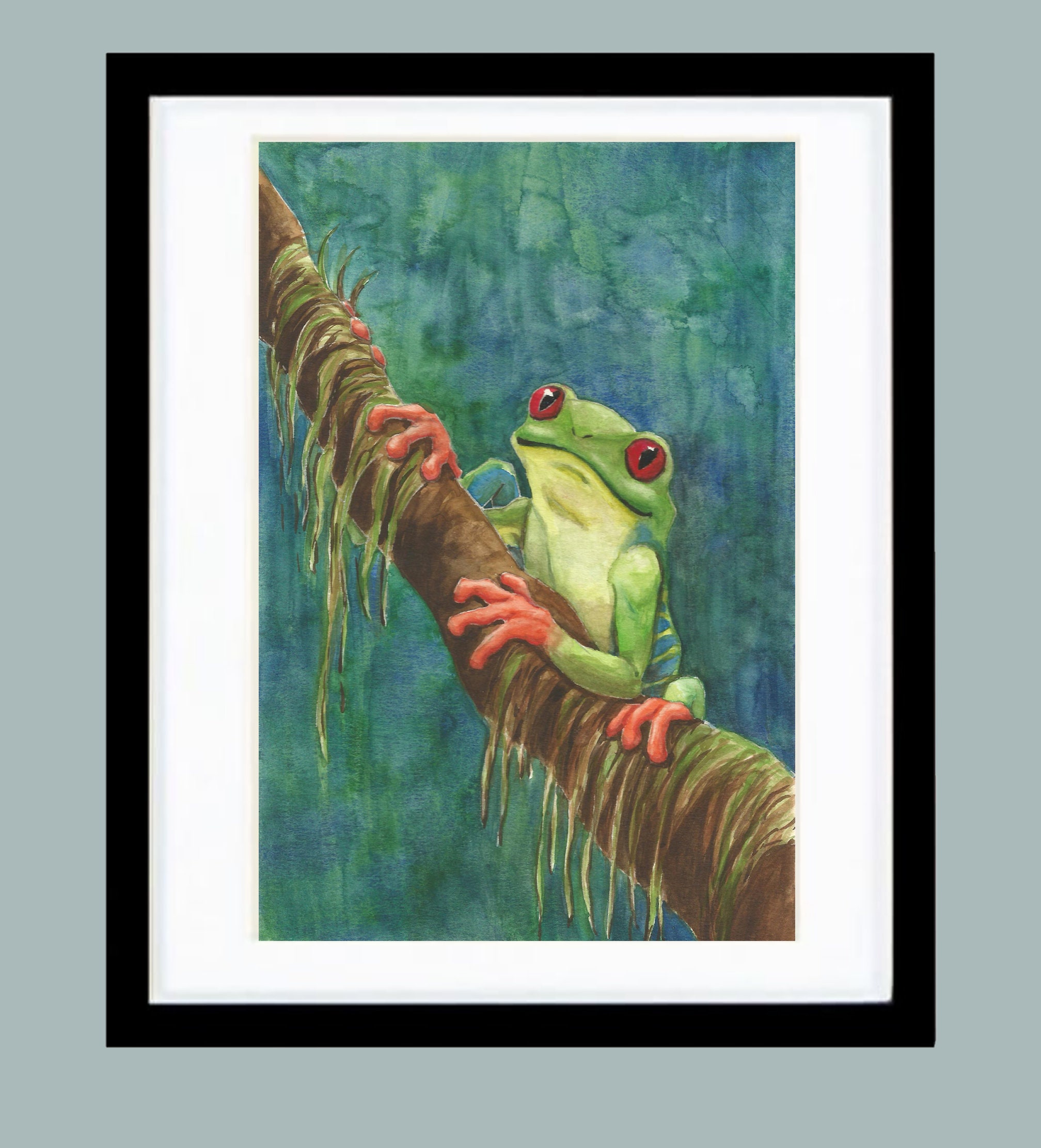 Red Eyed Tree Frog- Animal Art, Art Print, Frogs, Cute, Watercolor, Pet ...