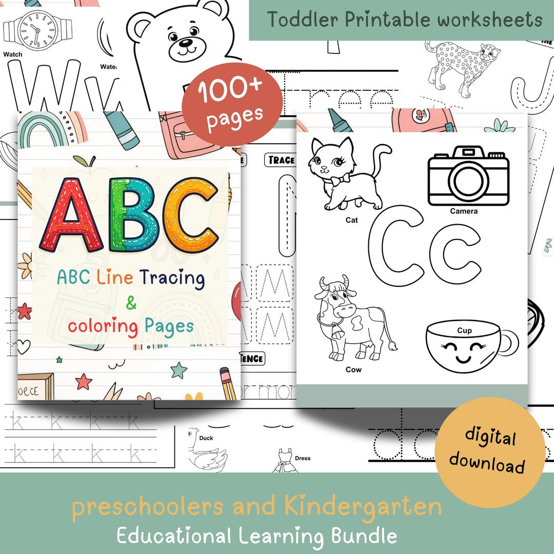 Preschool + Kindergarten Learning Bundle, Printable Activity Worksheets ...