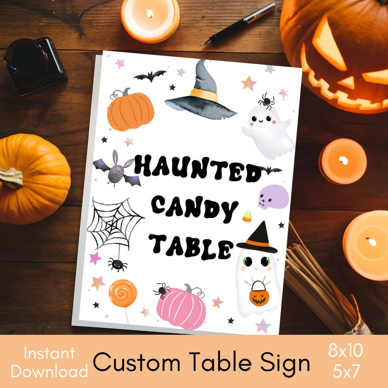 Cute Halloween Printable, Custom Text Party Templates, Instant Download ...
