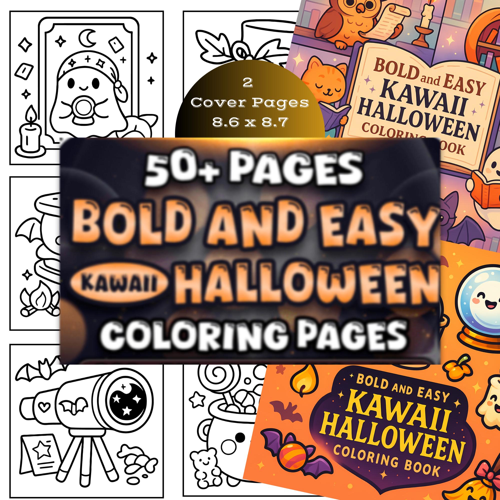 Cute Kawaii Halloween Coloring Pages, Kids Halloween Activity, 60 Cozy ...