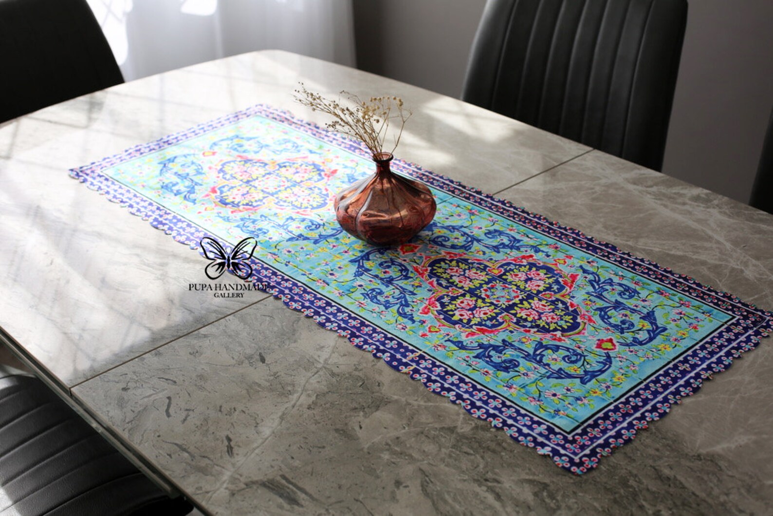 Persian Style Boho Nastaliq Calligraphy Art Table Cloth, Persian Table ...