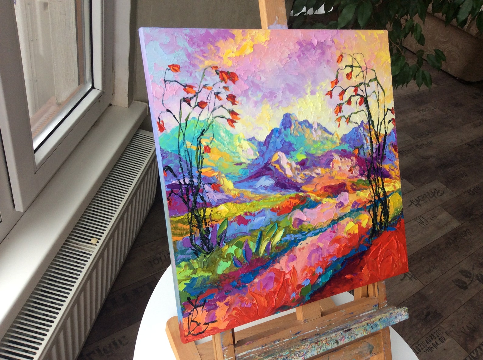 Ocotillo Desert Southwest Mountains Landscape 16:16 Original - Etsy