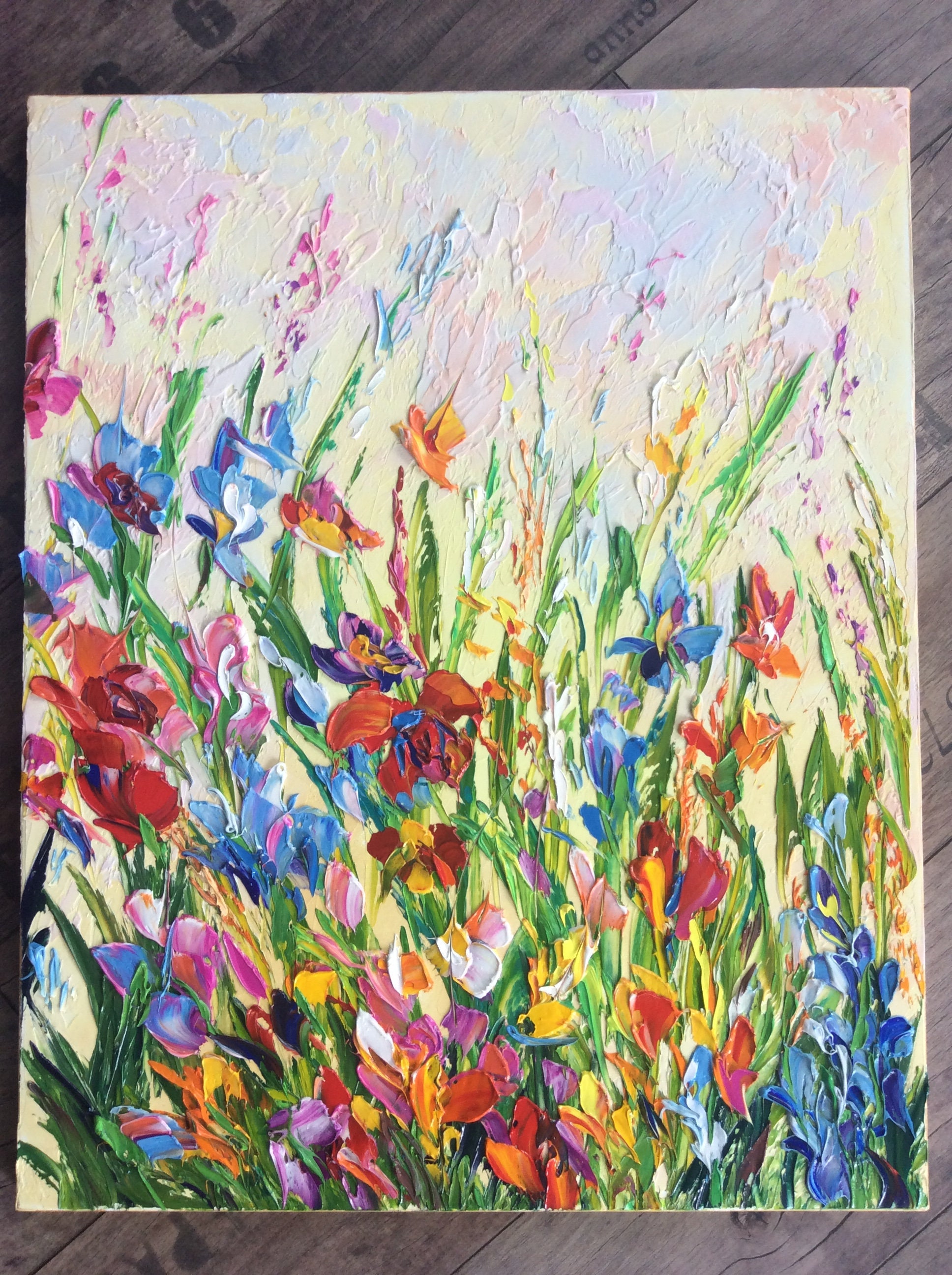 Abstract wildflowers Meadow flowers 20:16 Original Impasto 3d | Etsy