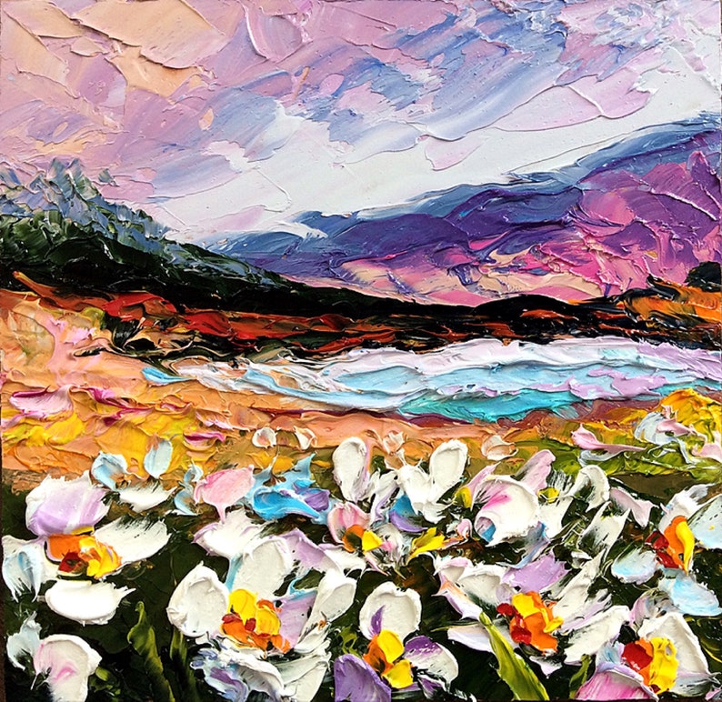 Daisy Fields Colorado Rocky Mountains Sunset 6:6 Original - Etsy