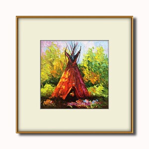 Tipi Teepee Native American Indian Art Montana 8:8” Original Impasto 3d ...