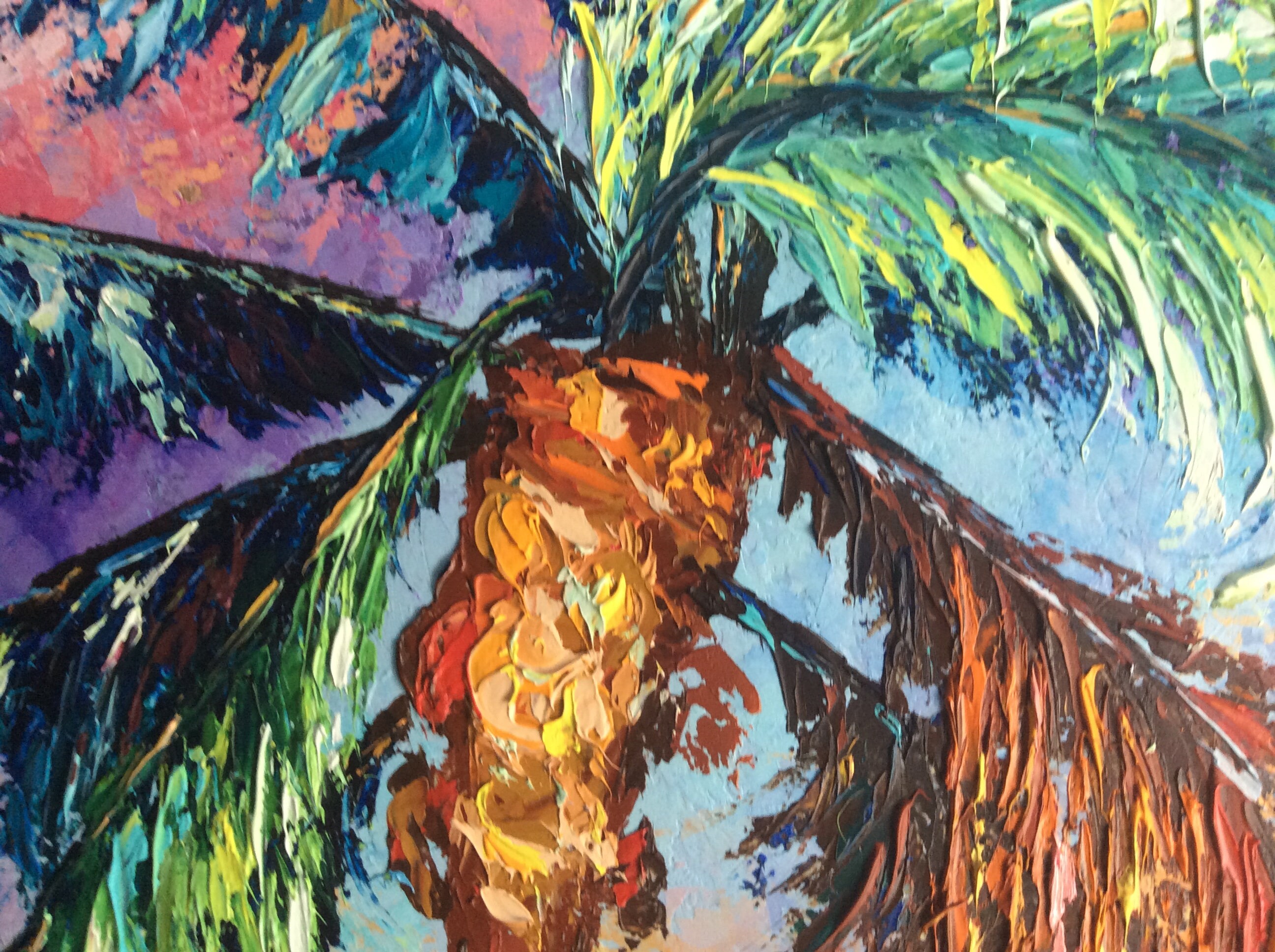 Abstract palm tree 24:20 Original oil textured painting on | Etsy