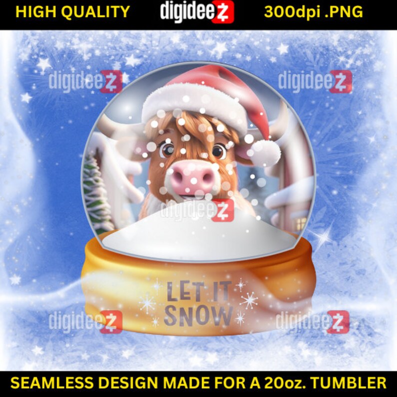 Highland Cow Christmas Tumbler Wrap, Holidays, Let It Snow, Xmas ...