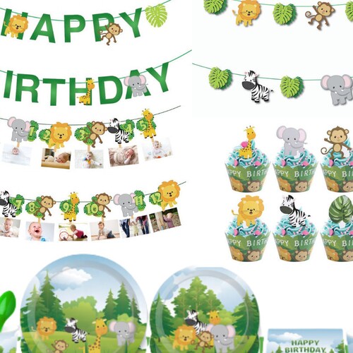 Jungle Theme Birthday Banner Jungle Party Decorations - Etsy