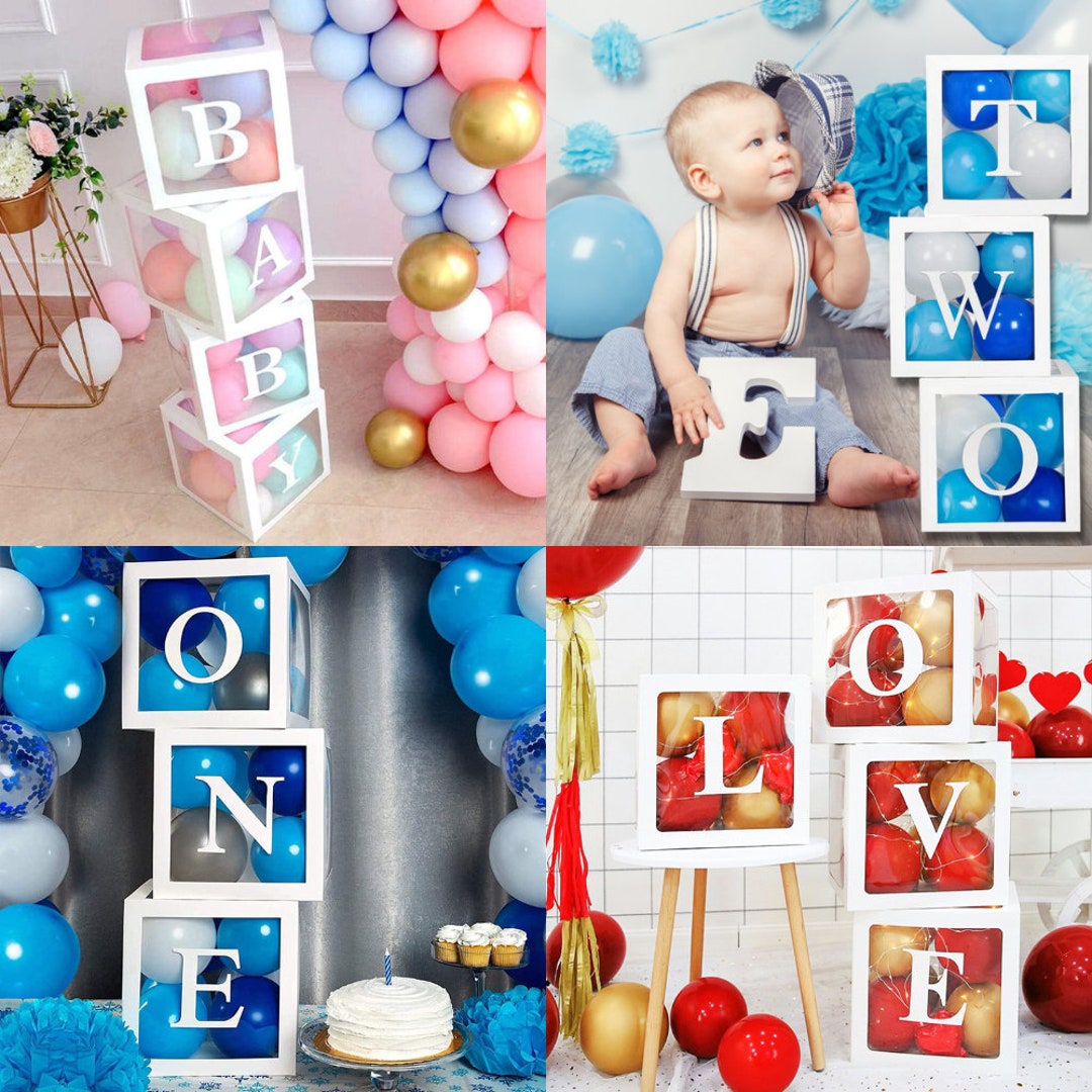 A-Z 0-9 Balloon Boxes With Balloons - Baby Shower Decorations ...