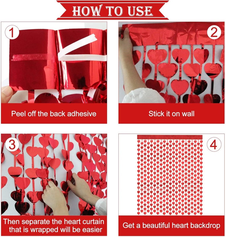 Foil Love Hearts Backdrop Curtain - Valentines Day Decorations ...