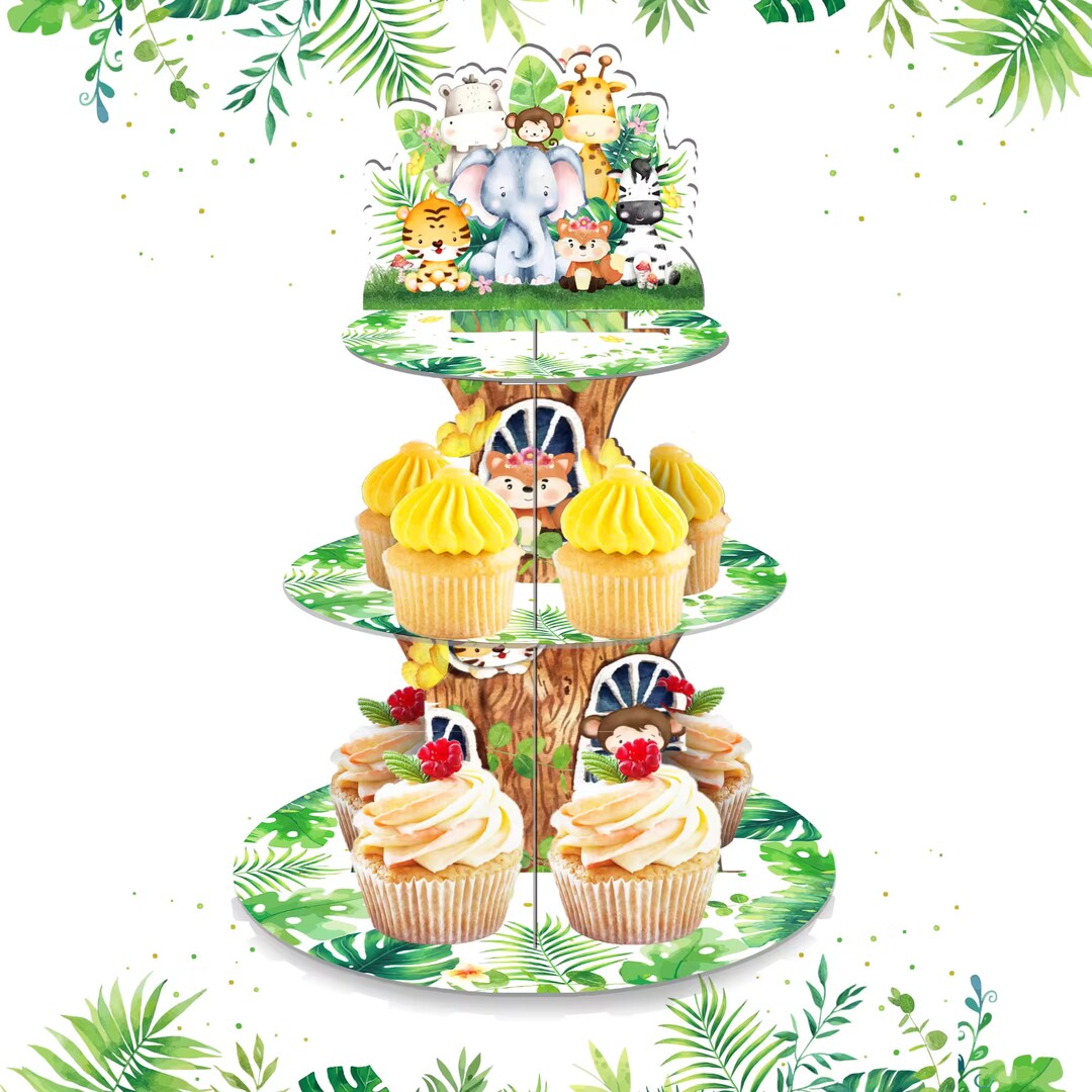 Jungle Themed Dessert Stand, Jungle Birthday Cupcake Stand, Wild ONE ...