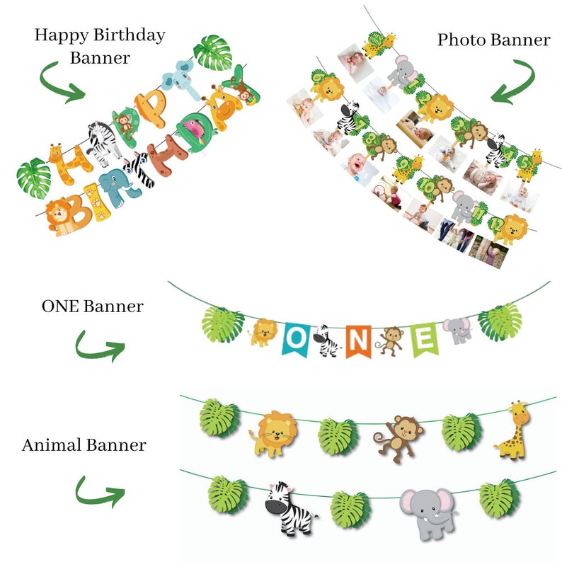 Jungle Theme Birthday Banner Jungle Party Decorations | Etsy UK