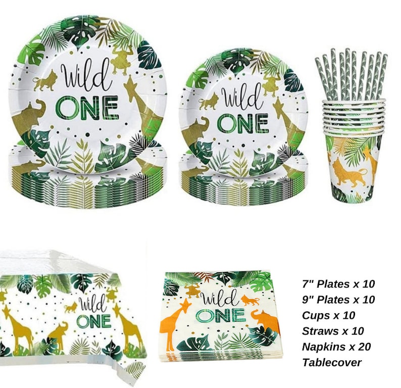 Wild ONE Birthday Decorations Wild ONE Tableware Jungle - Etsy