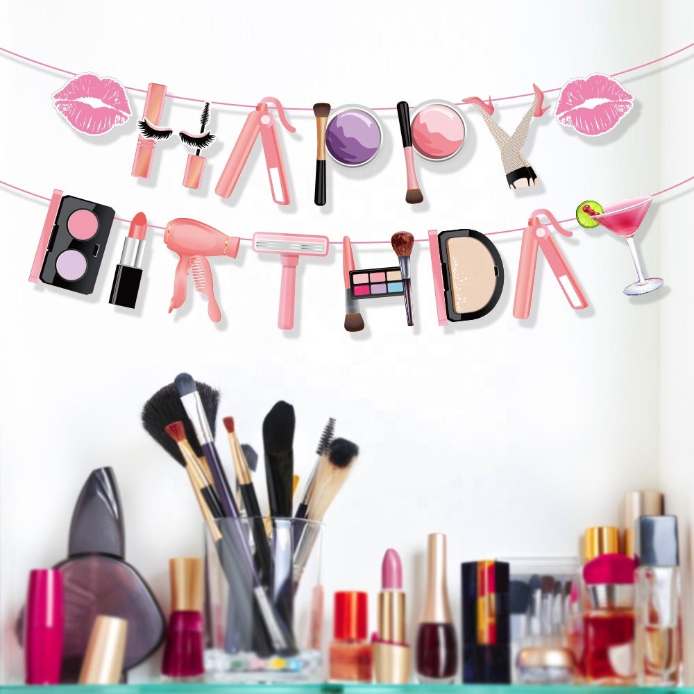 Makeup Birthday Decorations - Makeup Birthday Banner - Makeup Birthday ...