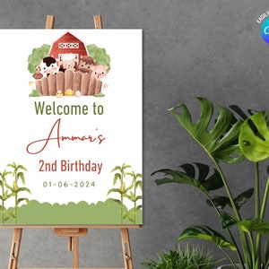 EDITABLE Farm Birthday Welcome Sign, Farm Birthday Sign, Farm Theme ...