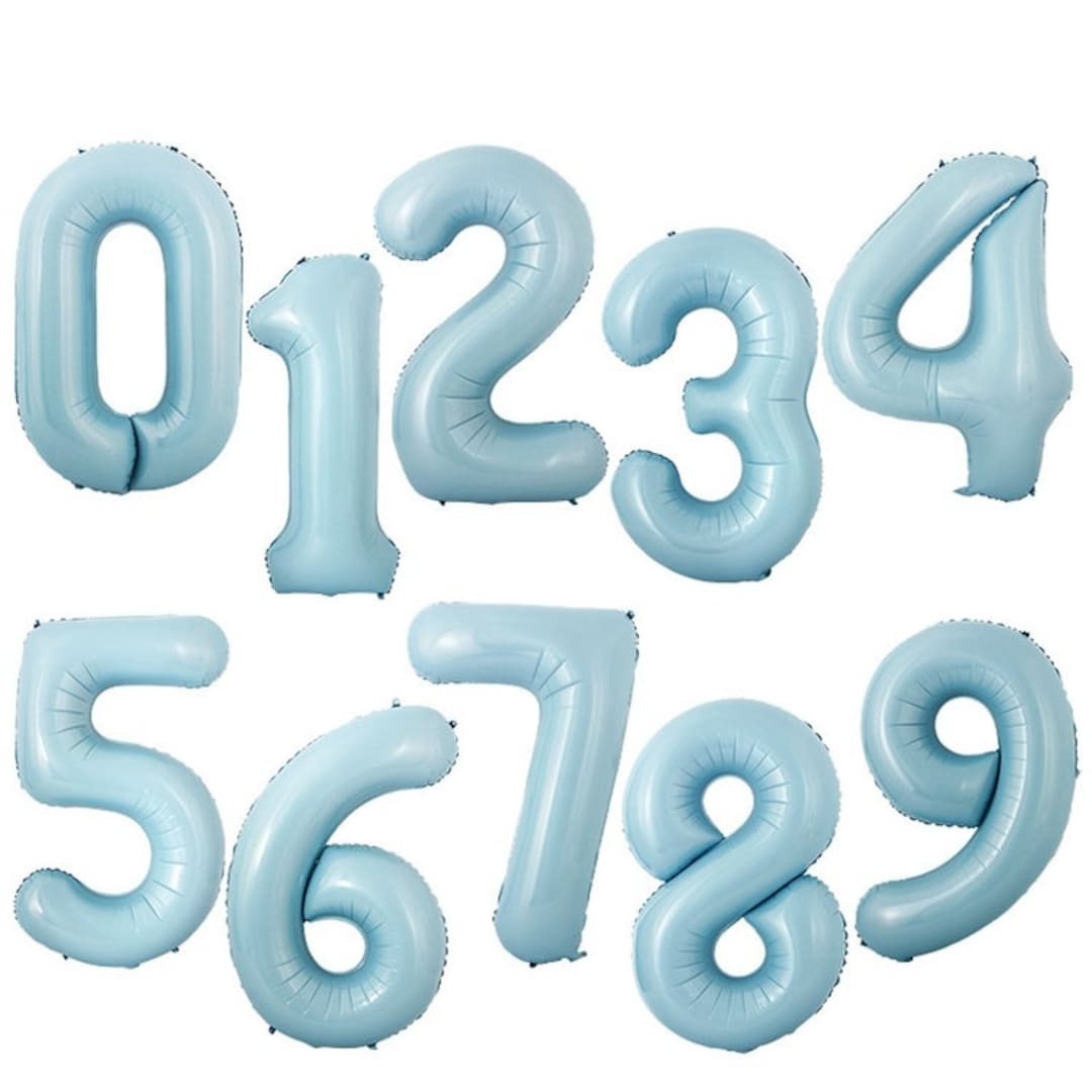 Pastel Blue Number Balloons - Baby Blue Number Balloons - Age Balloons ...