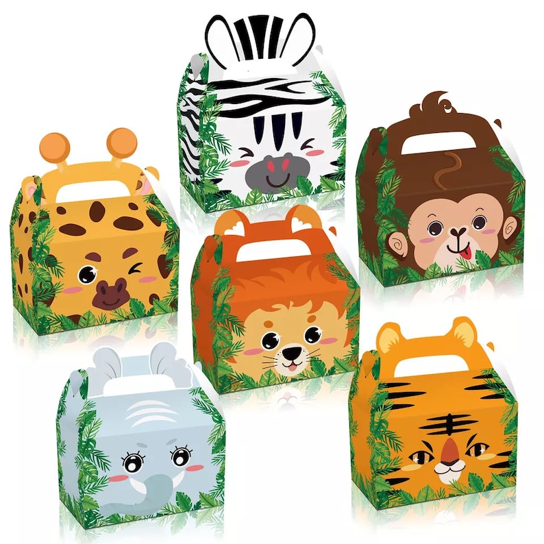 Wild Animals Jungle Safari Birthday Party Favour Boxes Wild - Etsy