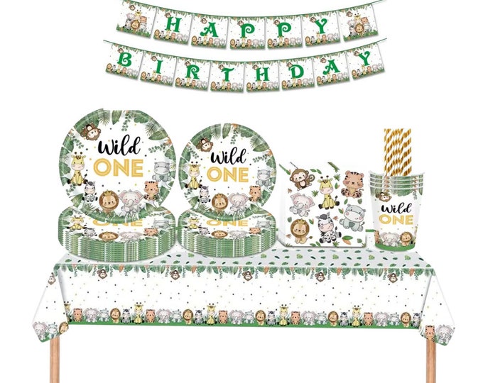 Wild ONE Birthday Decorations Wild ONE Tableware Jungle Party ...