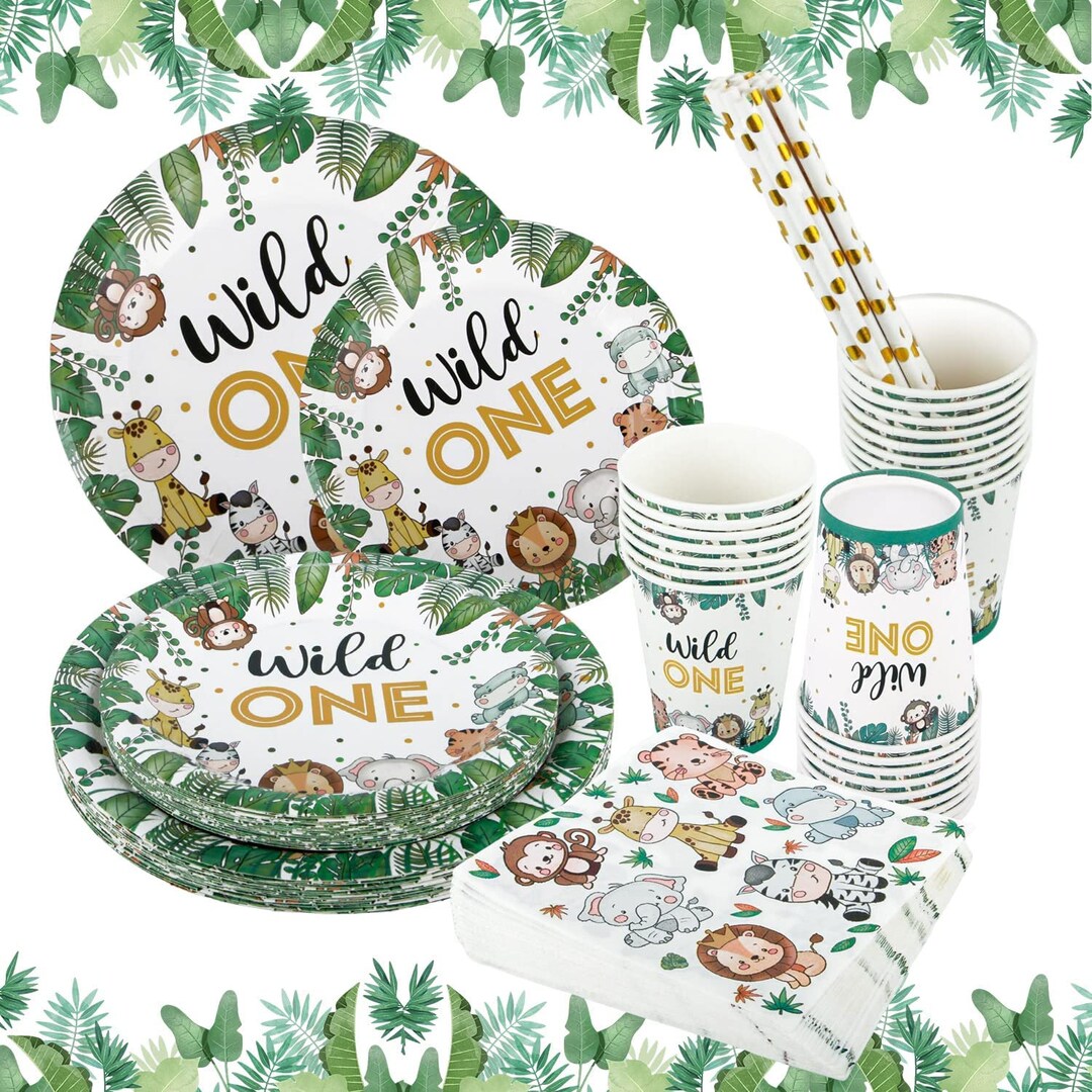 Wild ONE Birthday Decorations Wild ONE Tableware Jungle Party ...