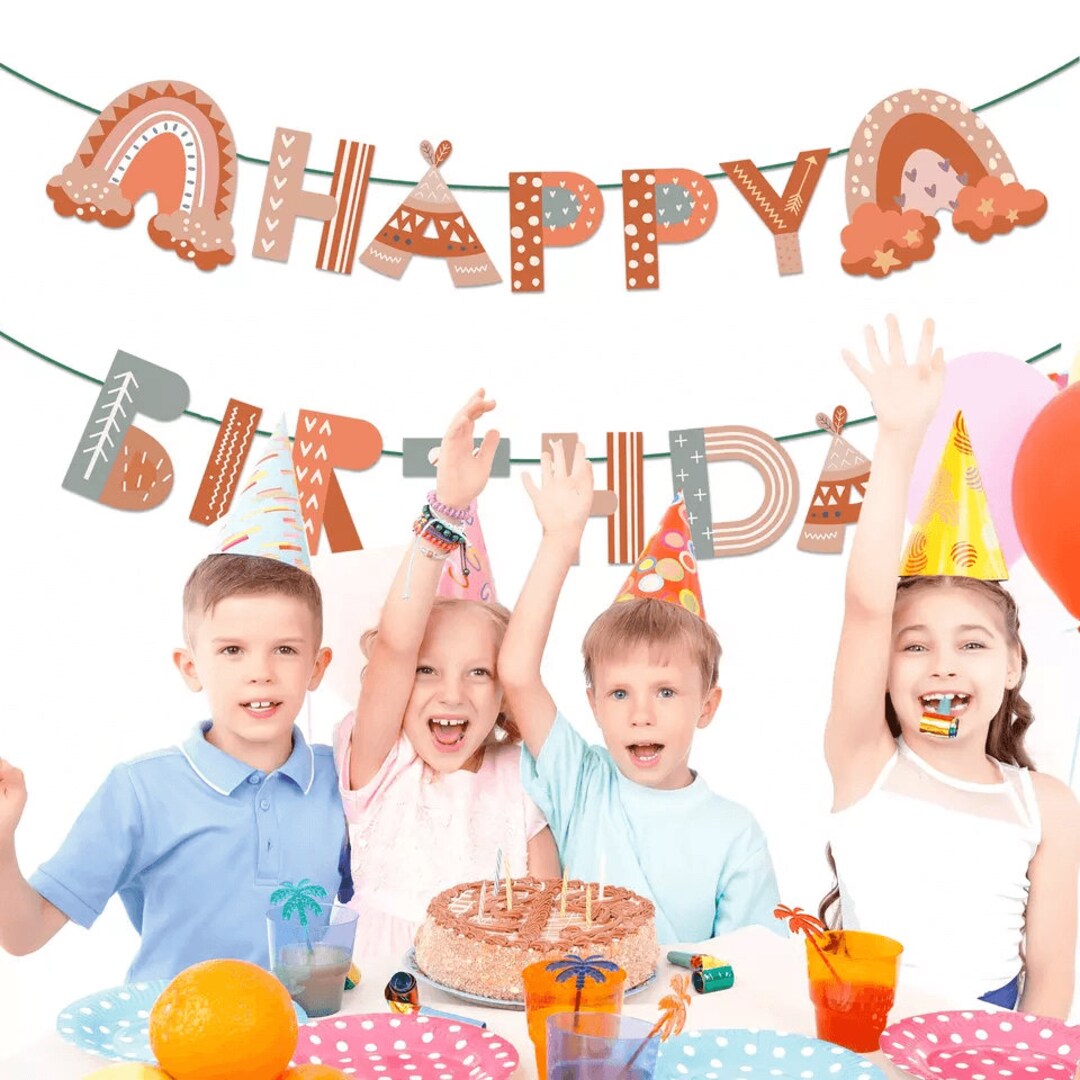 Boho Birthday Banner - Boho Rainbow Birthday Banner - Boho Happy ...