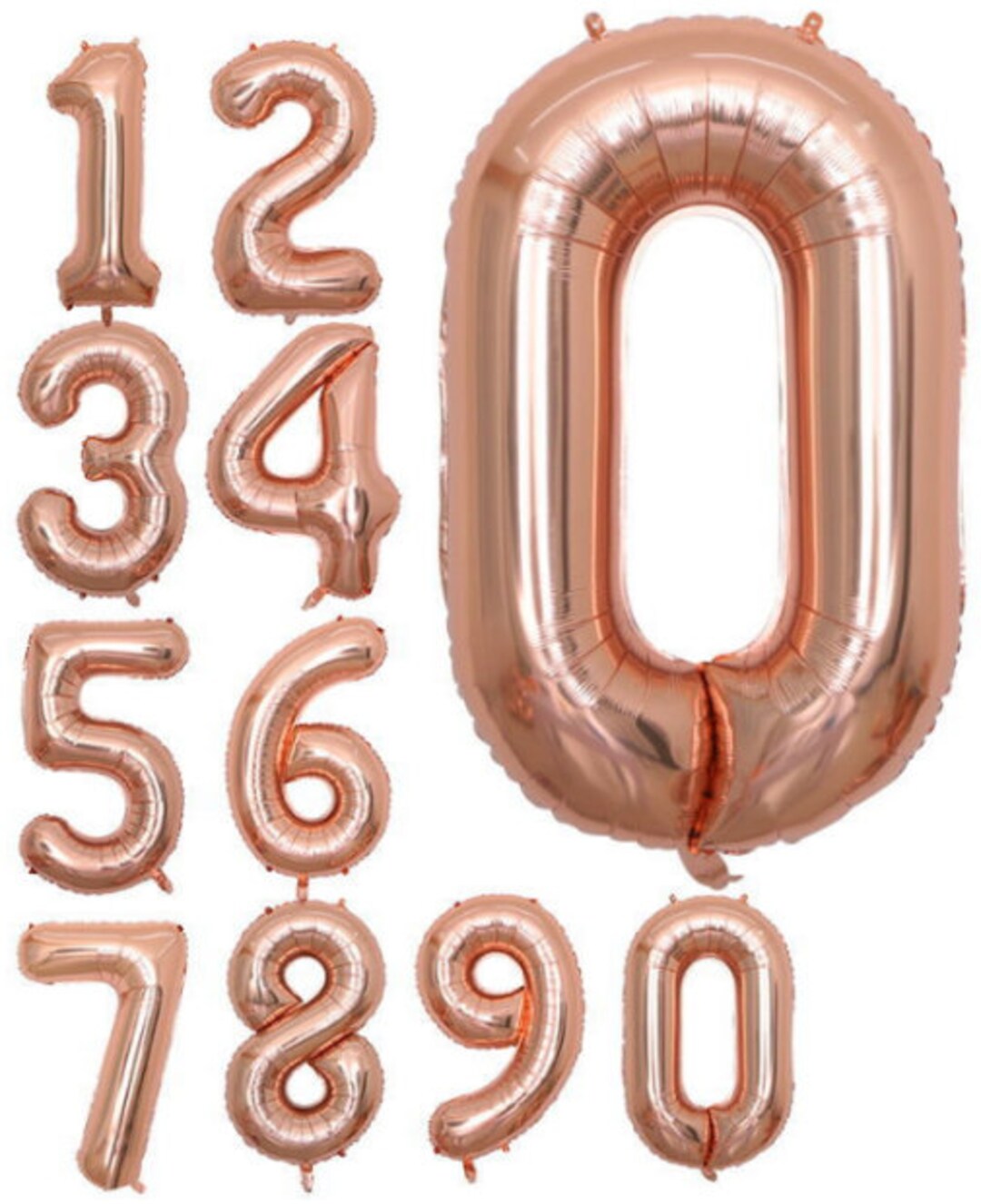 Rose Gold Number Balloons - Age Balloons - Birthday Balloons - 40 Inch ...