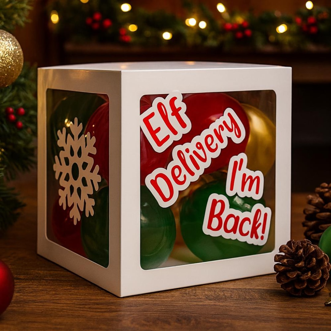 Delivery by Sunday - Christmas Elf Arrival Balloon Box - Elf Arrival ...