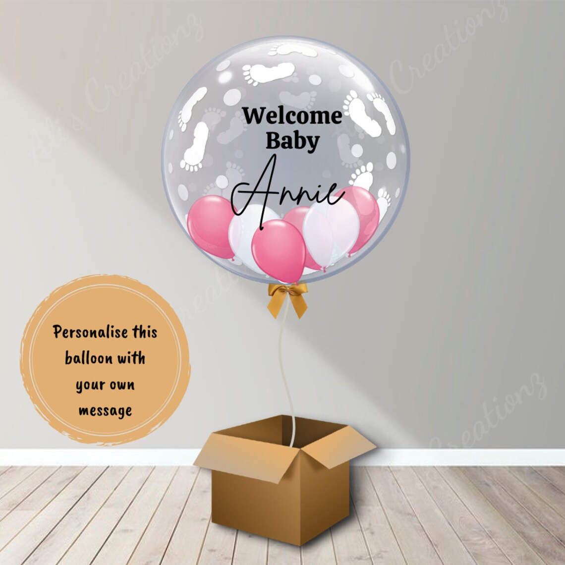 New Born Arrival Personalised Bubble Balloon Delivered with | Etsy