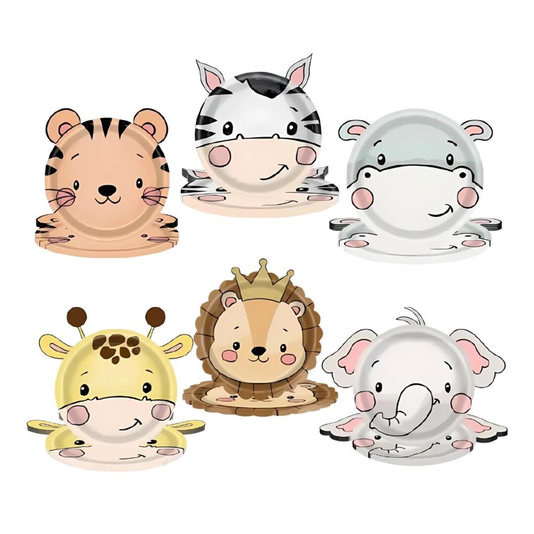 Animal Face Plates, Jungle Animal Part Plates, Safari Party Tableware ...